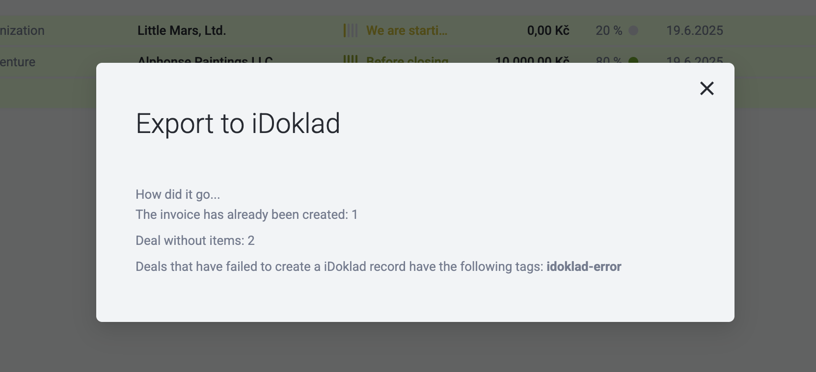 One-way synchronization with the invoicing system iDoklad – Raynet CRM Basics and Tutorials