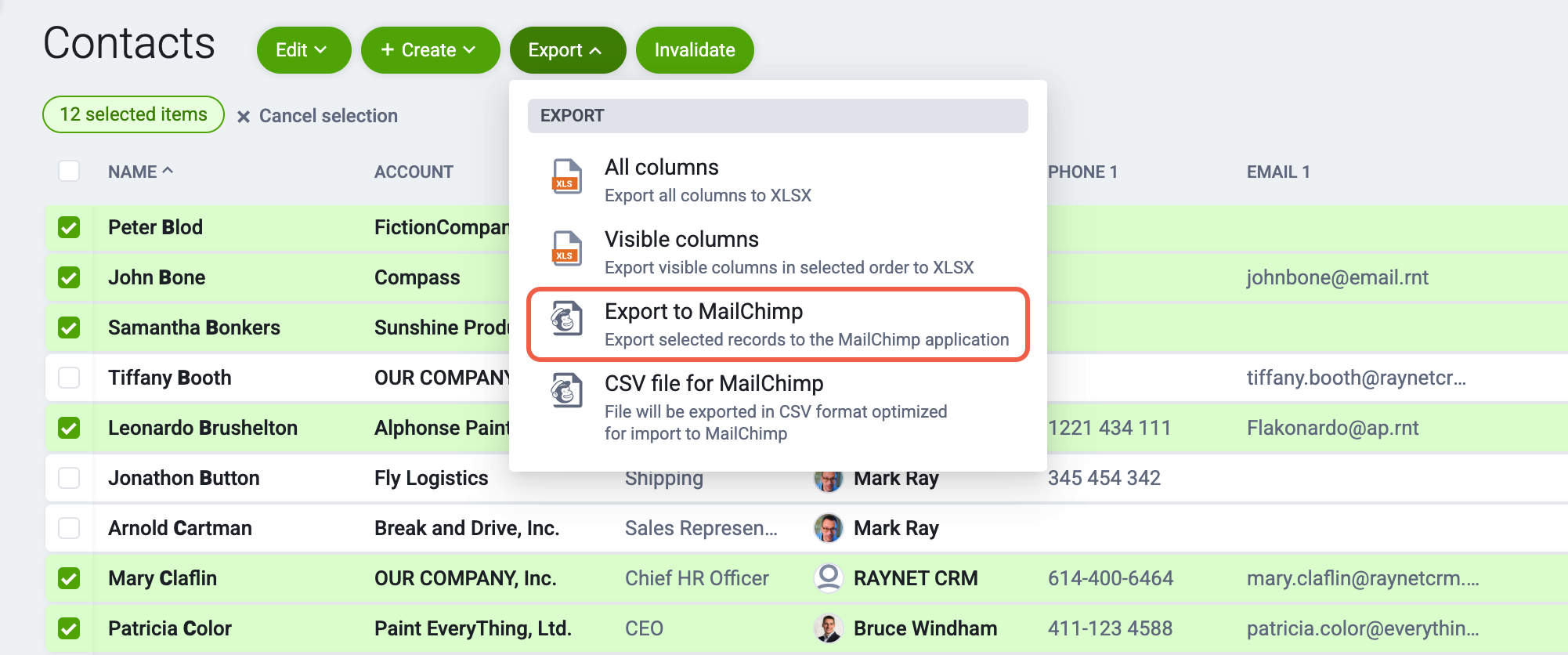 Export Contacts To Mailchimp Raynet Crm Basics And Tutorials