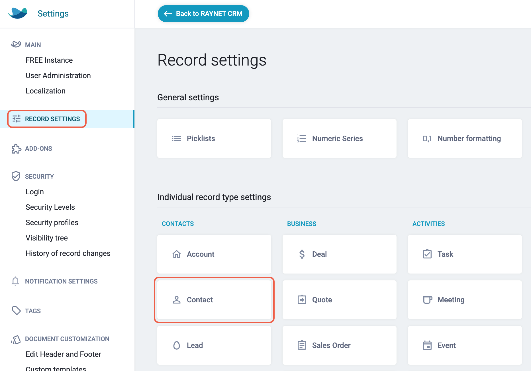 Renaming Category and Classification – Raynet CRM Basics and Tutorials