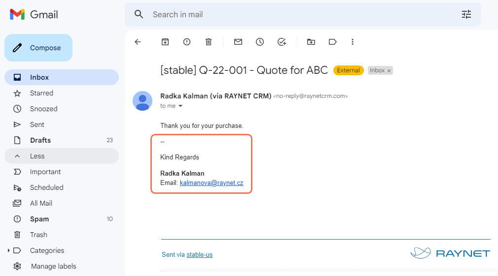 Email Footer Raynet Crm Basics And Tutorials