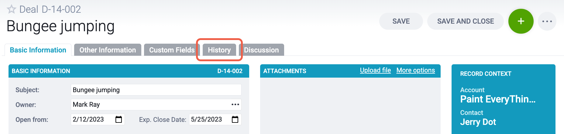 Record History Raynet Crm Basics And Tutorials
