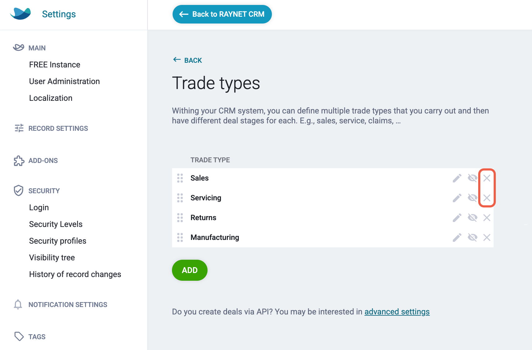 Se ha excedido el número máximo de tipos de comercio (solo plan START) – Raynet CRM Base de ...