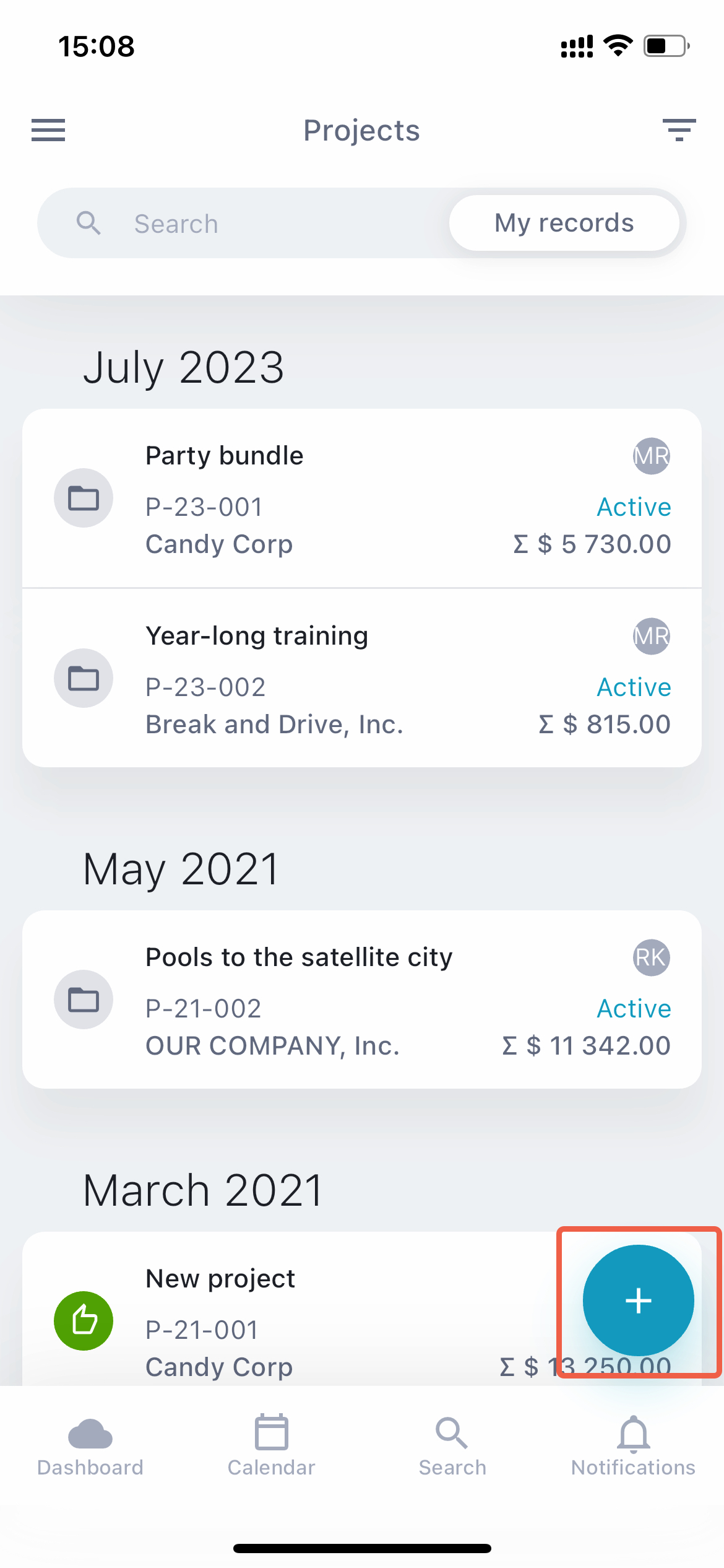 Projects In The Mobile App Raynet Crm Basics And Tutorials