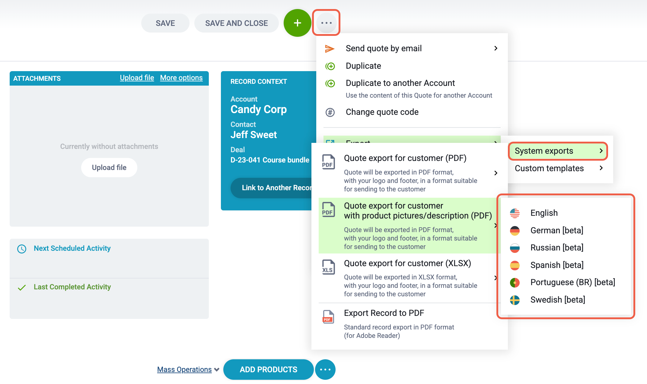 Export Reports In Various Languages Raynet Crm Basics And Tutorials